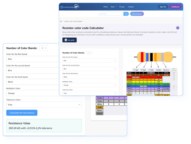 Free Resistor Color code to resistance Calculator | etoolsbuddy